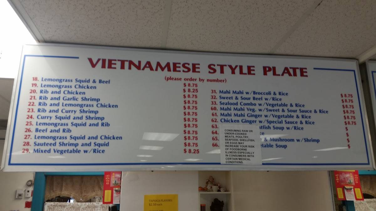 Menu at Ba Le Sandwich and Vietnamese Restaurant, Mililani