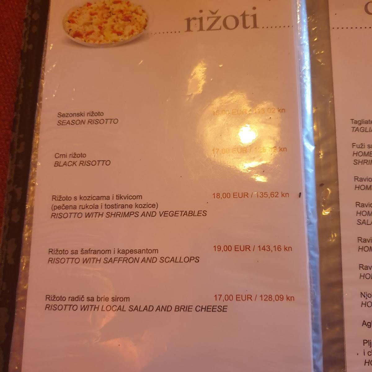 Menu at Bistro oštarija Fortica restaurant, Kastav