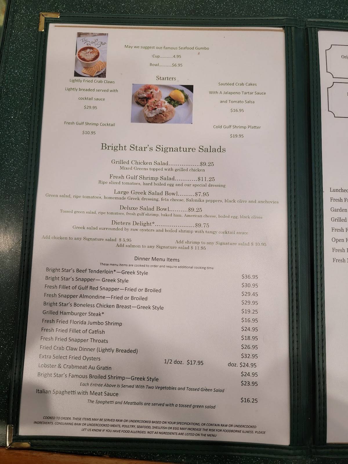 Menu at Bright Star Restaurant, Bessemer