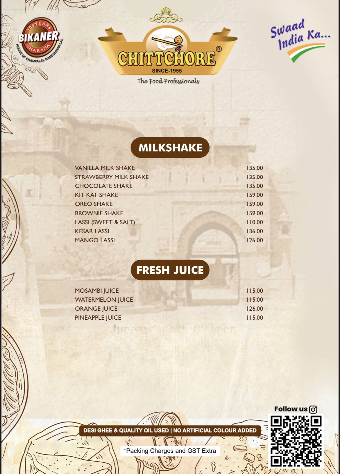 Menu at CHITTCHORE- BIKANER GHARANA- RESTAURANT., Guwahati