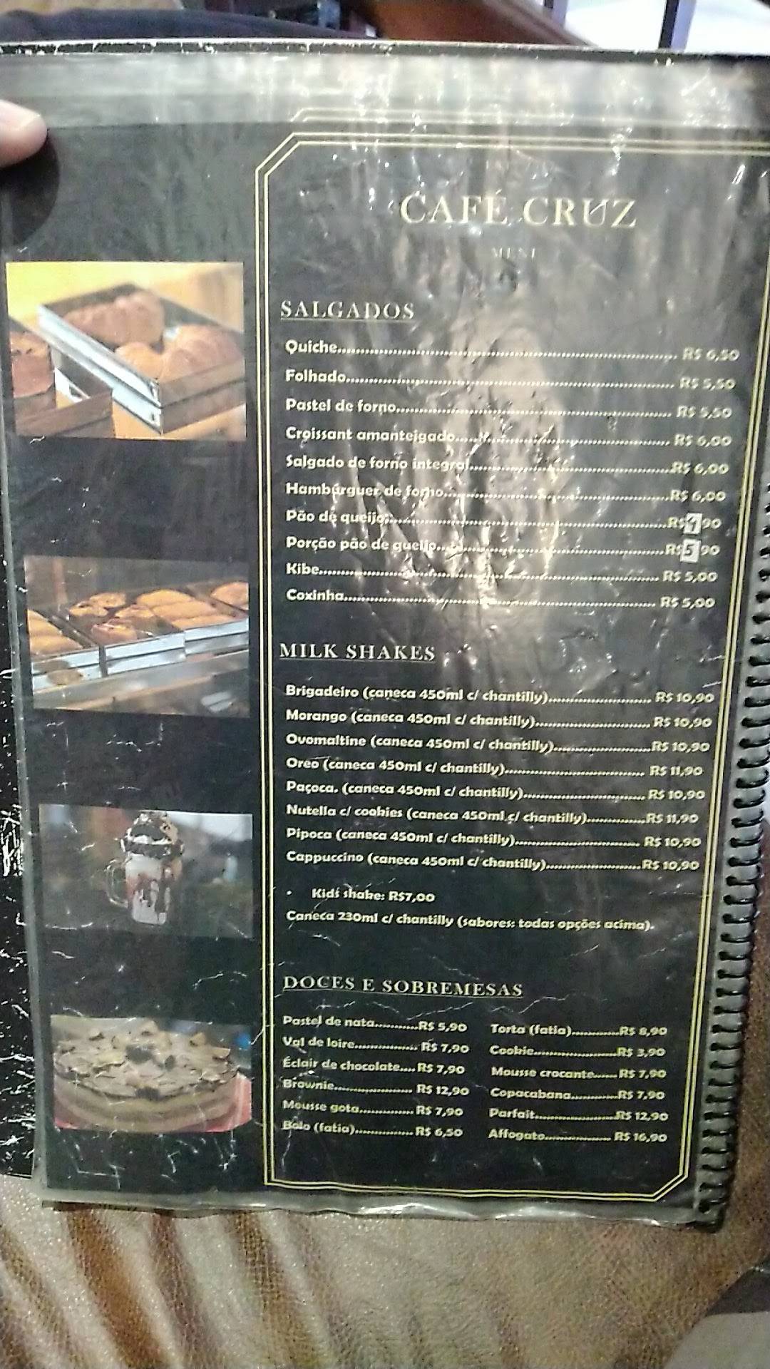 Menu em Café Cruz, Araruama