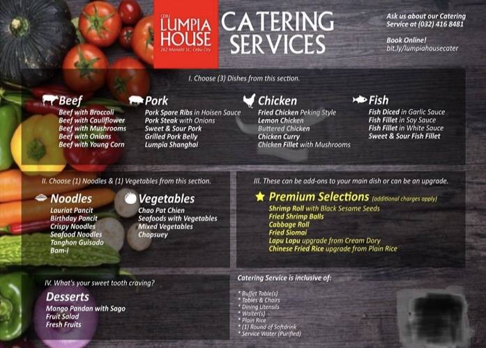 Menu at Cebu Lumpia House restaurant, Cebu City, 262 Manalili St