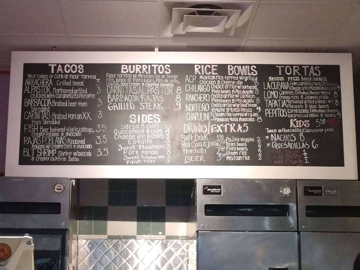 Menu at Chapulines Alcoa restaurant, Maryville
