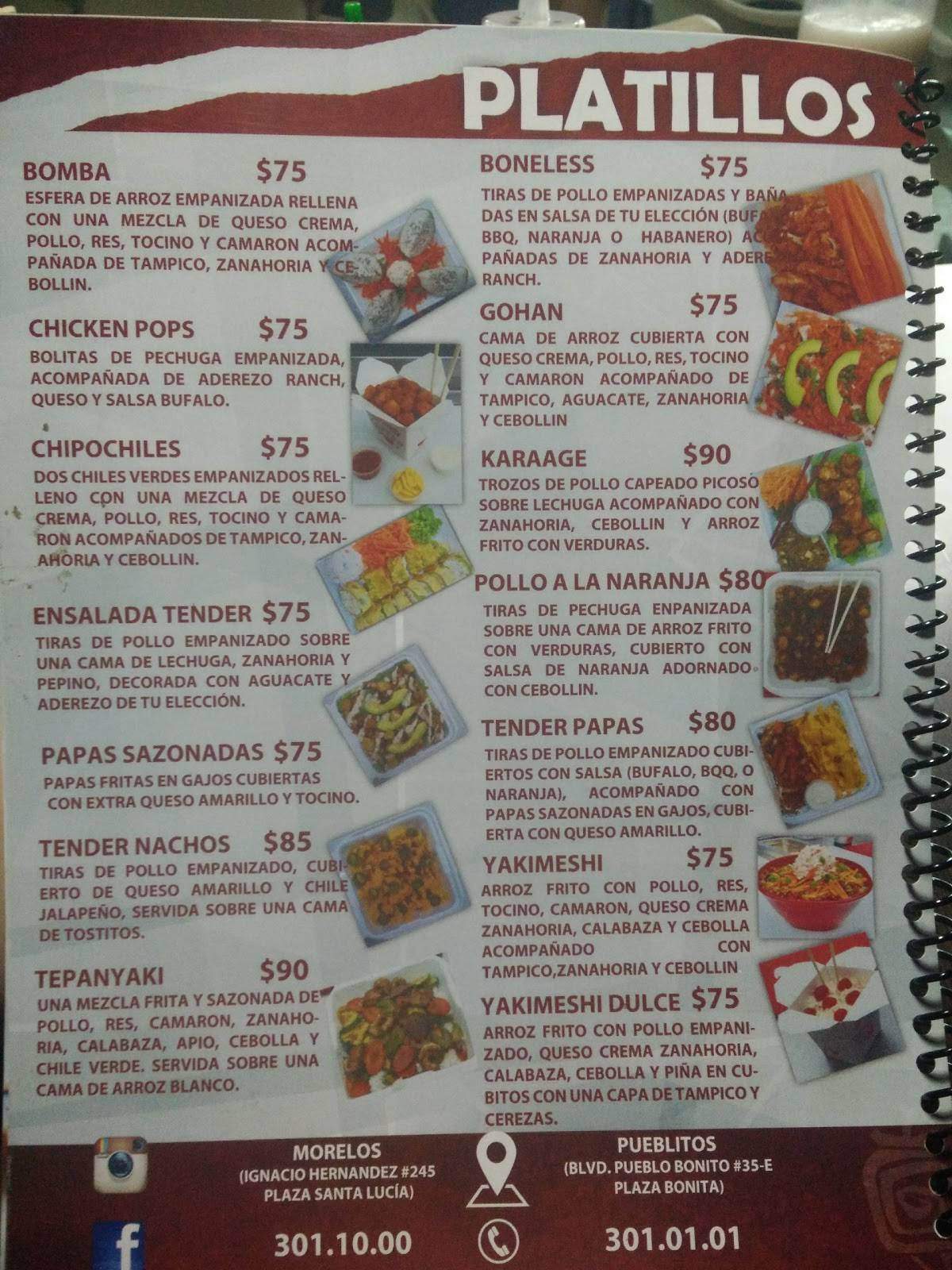 Carta del restaurante Chipotle Sushi (Plaza Paloma), Hermosillo