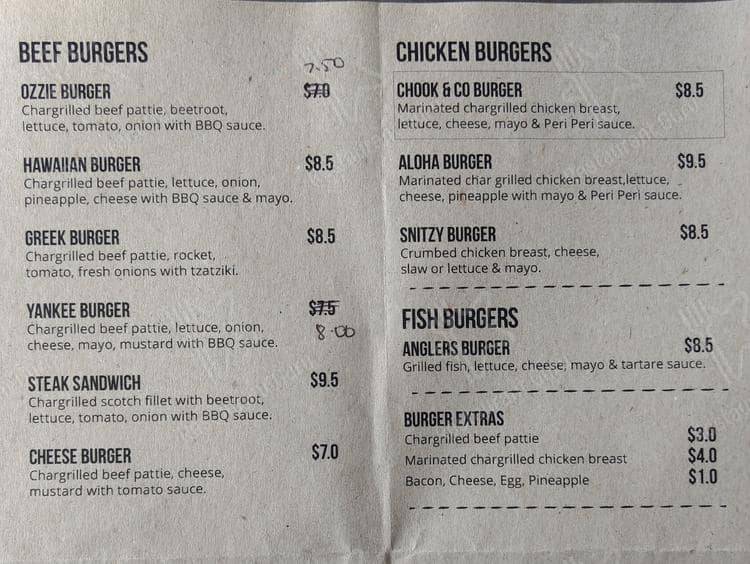 Menu at Chook & Co BBQ, Cabarita, 22 Cabarita Road