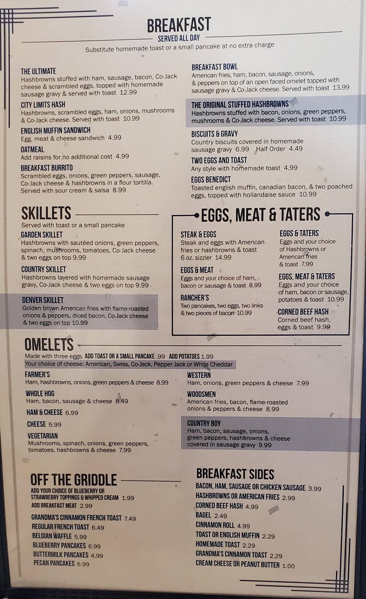 Menu at City Limits restaurant, Newaygo