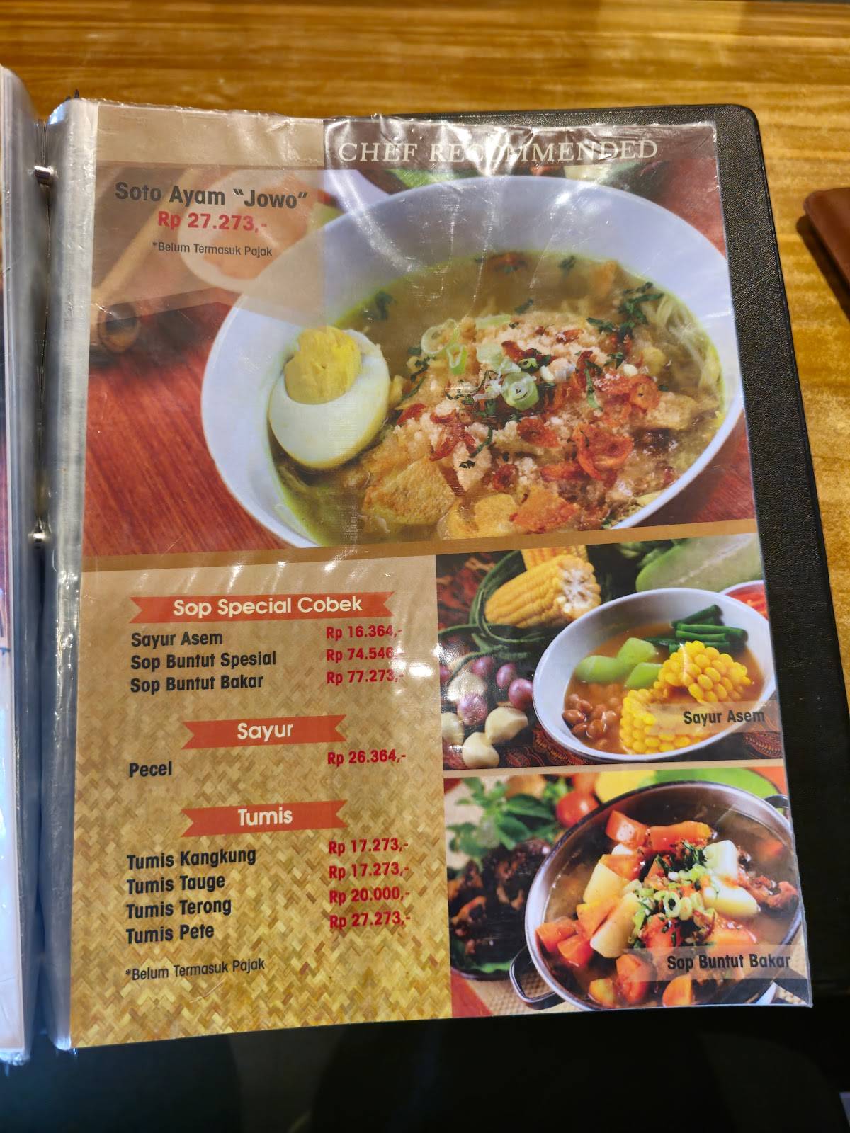Menu at Cobek Cobek Boulevard restaurant, Makassar, Jl. Boulevard No.6