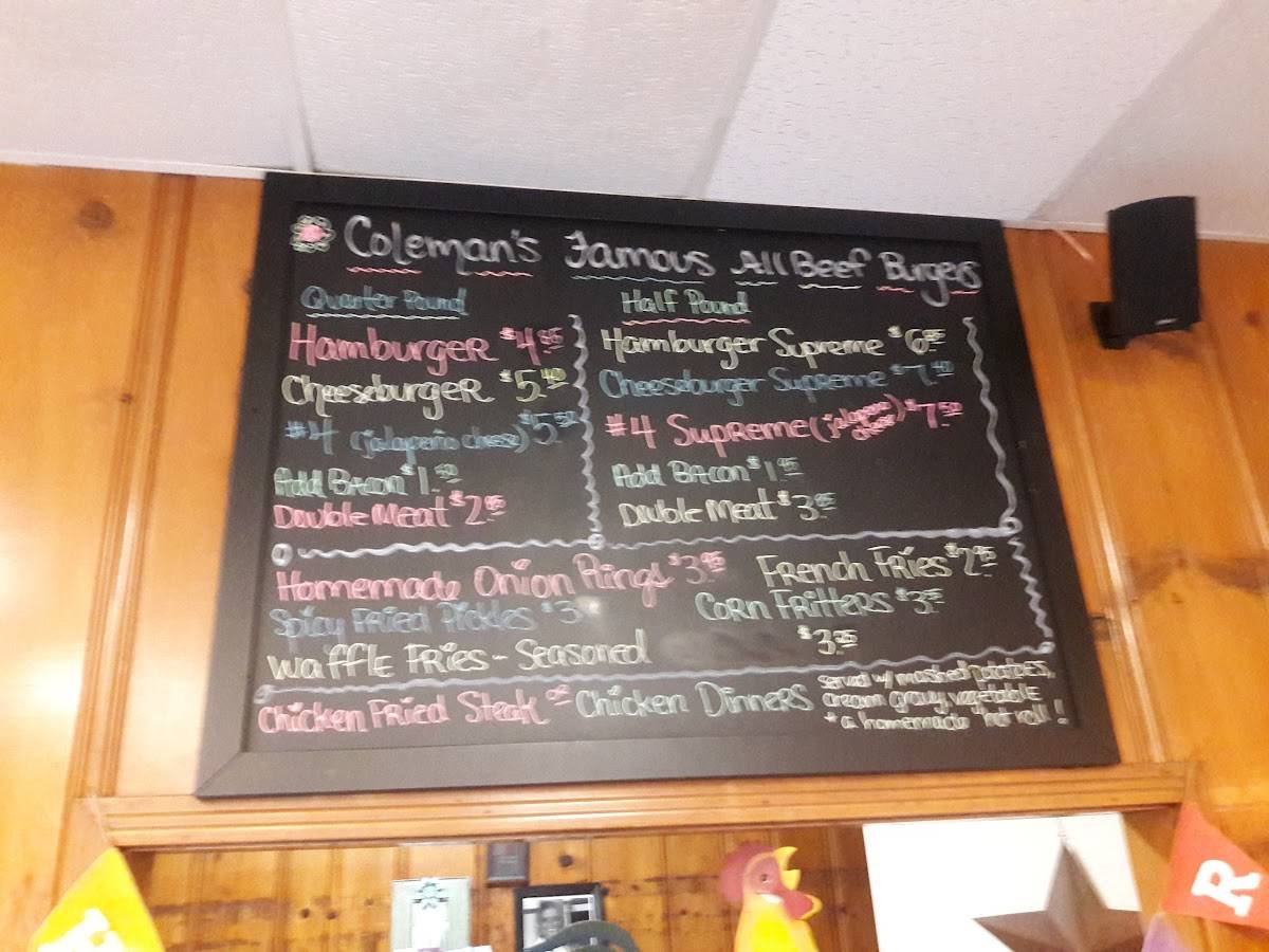 Menu at Colemans All Beef Burgers restaurant, Okmulgee