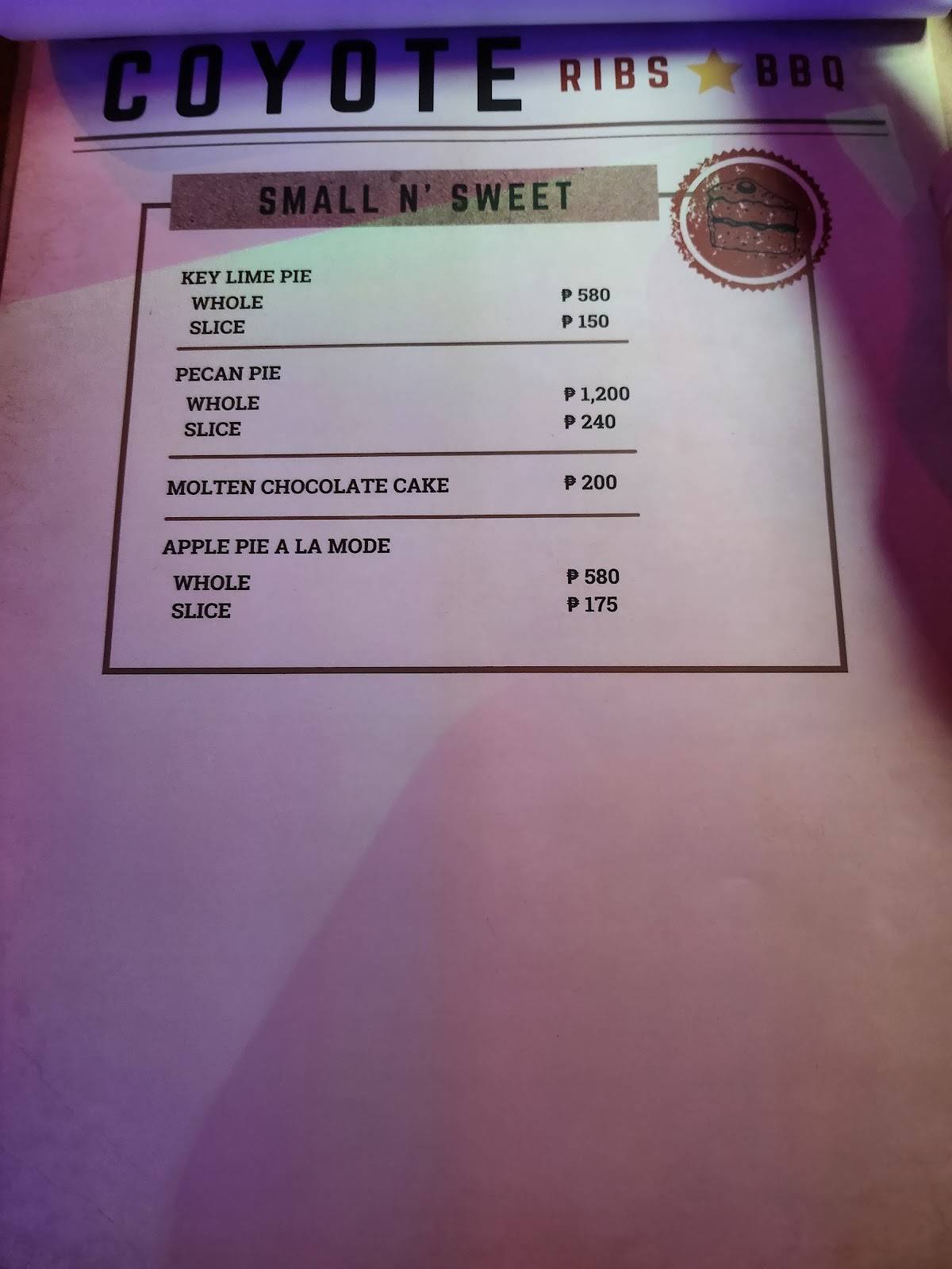Menu at Coyote Ribs & Bbq, Makati