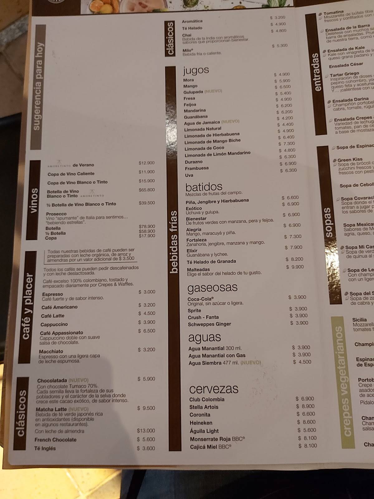 Carta del restaurante Crepes & Waffles Centro Comercial Gran Estación ...