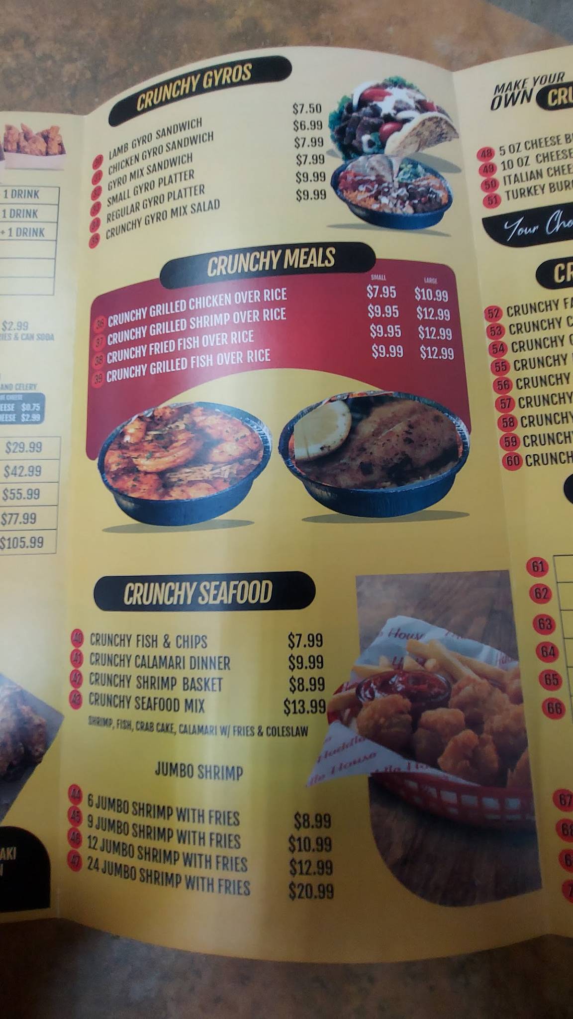 Menu at Crunchy Kitchen restaurant, Newark, 942 Broad St