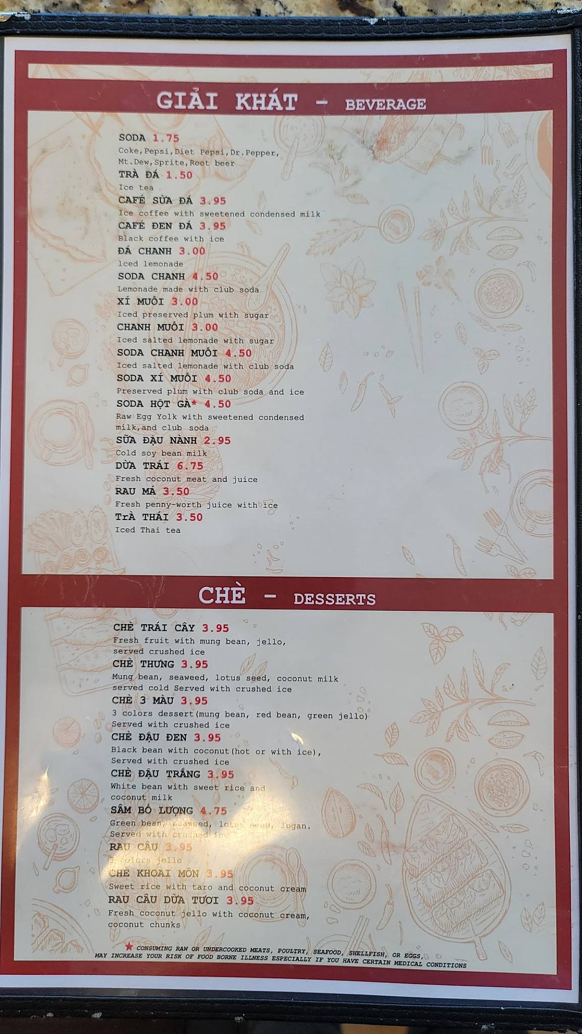 Menu at Da Vàng Restaurant, Phoenix
