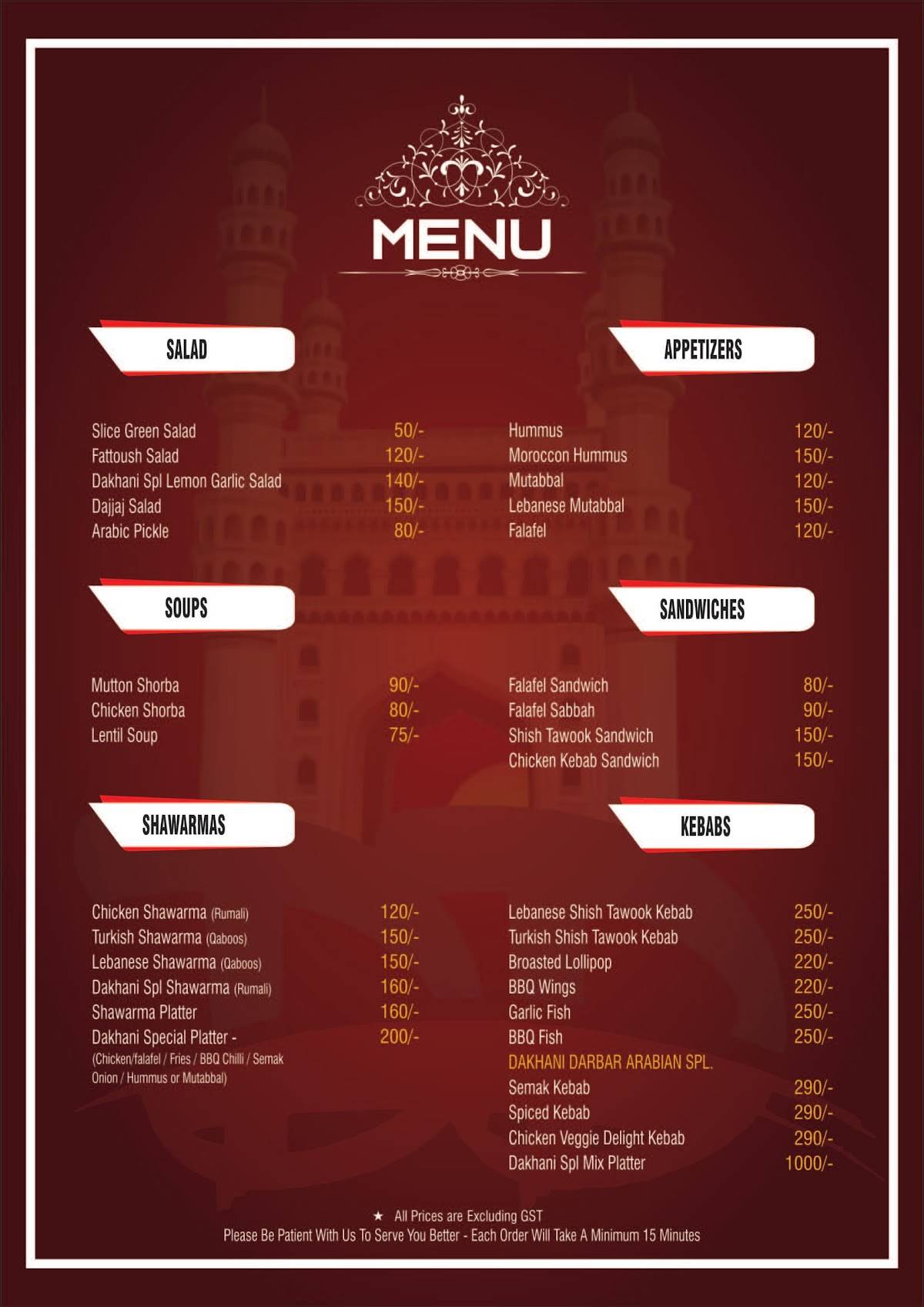 Menu at Dakhani Darbar Multi Cuisine Restaurant & Arabian Kitchen ...