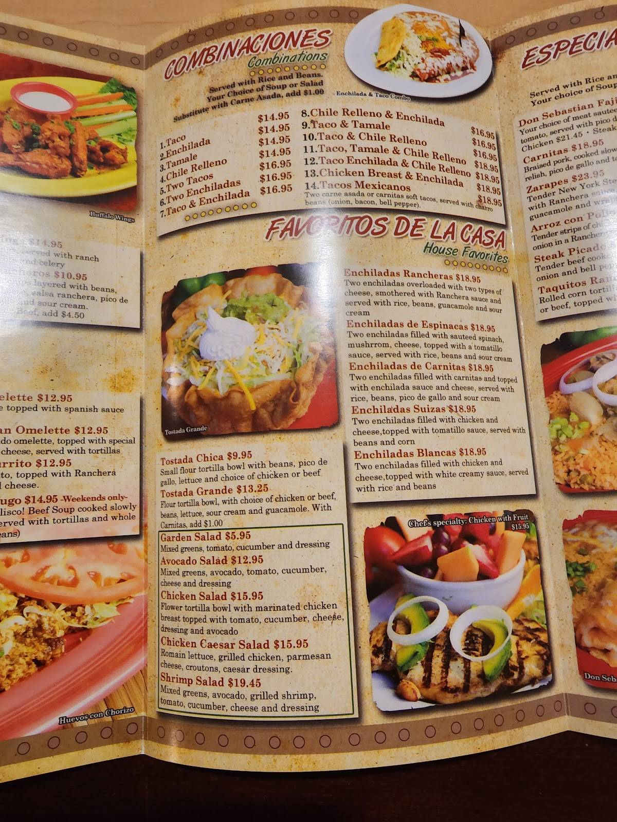 Menu at Don Sebastian Mexican Restaurant, Lancaster