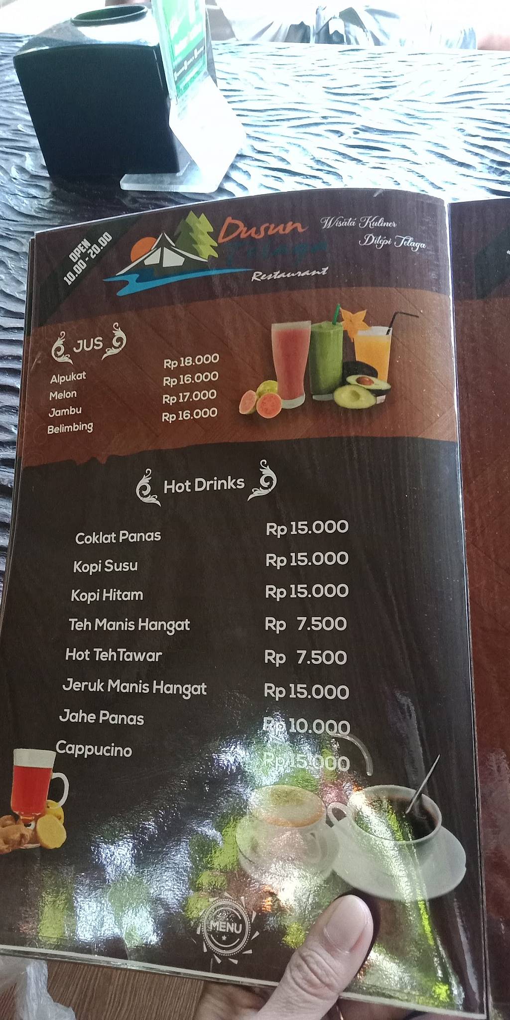 Menu at Dusun Telaga Boutique Villa Resort restaurant, Kepuharjo