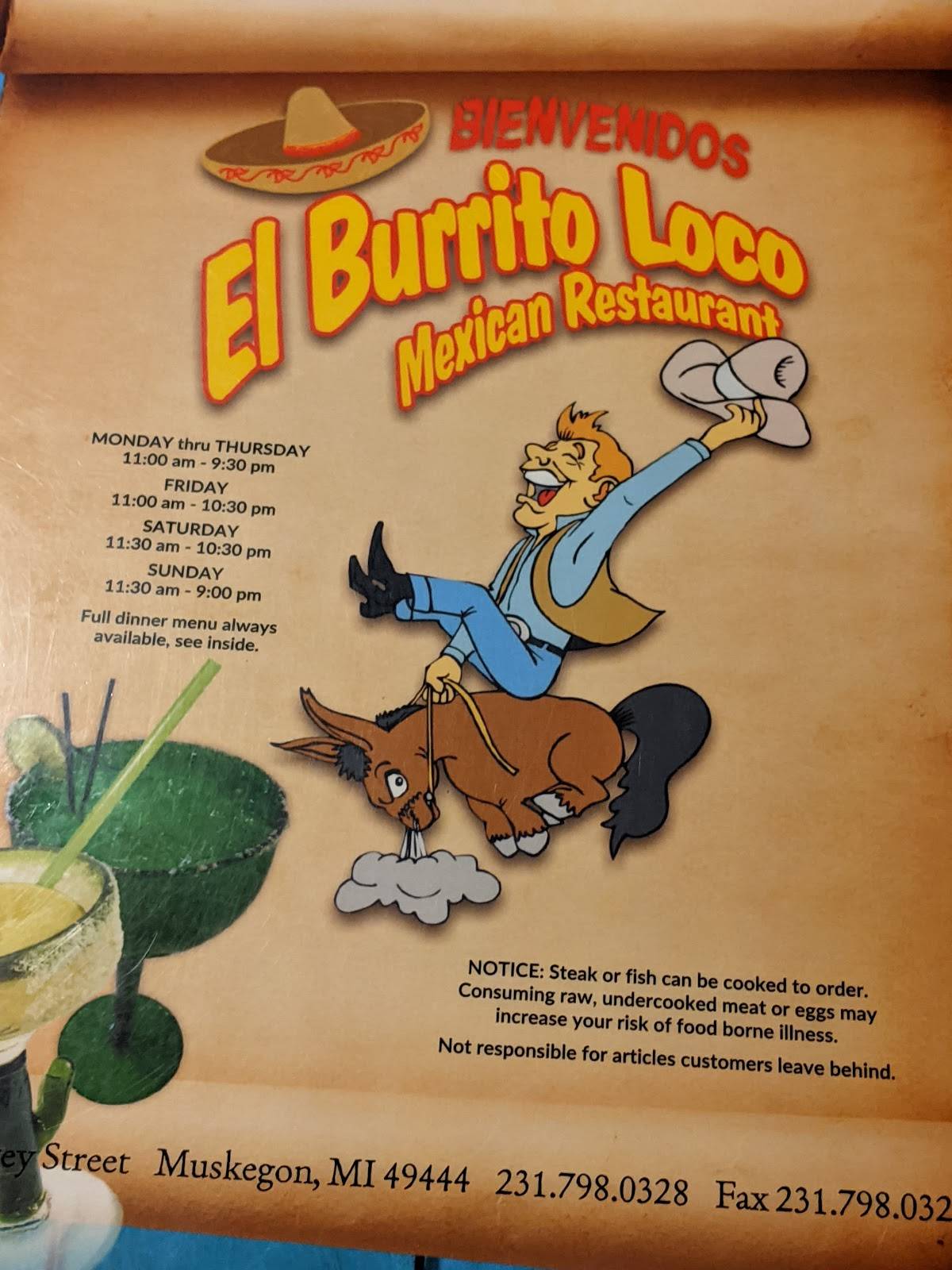 Menu at El Burrito Loco restaurant, Norton Shores