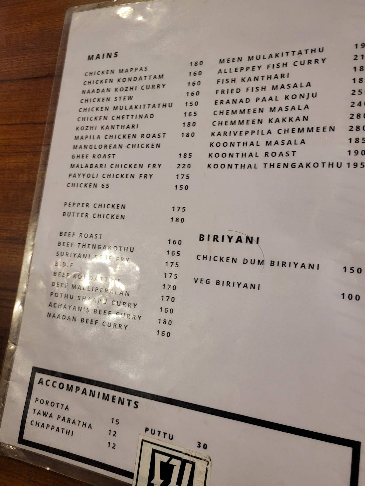 Menu at FARRAGO HOUSE EATERY, Minalur