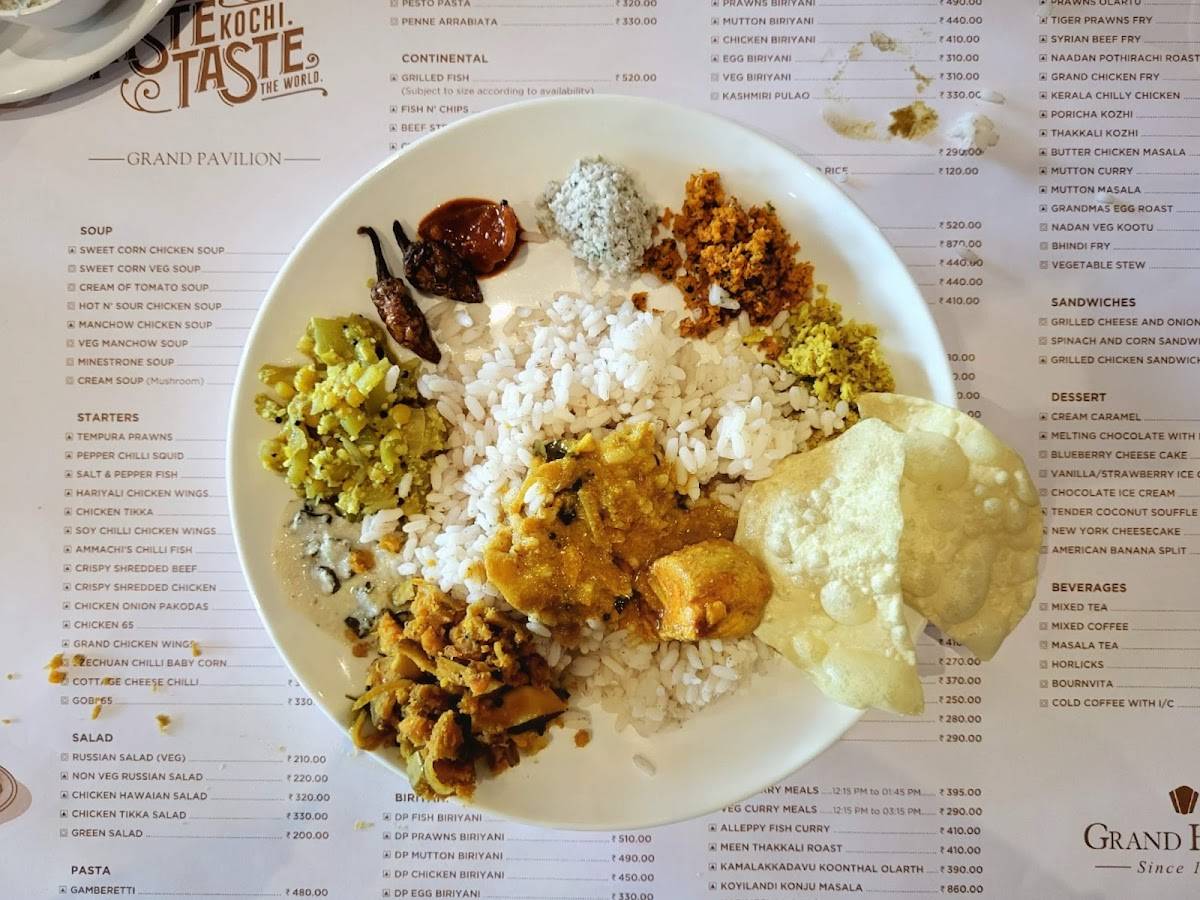 Menu at Grand Pavilion, Kochi, Mahatma Gandhi Rd