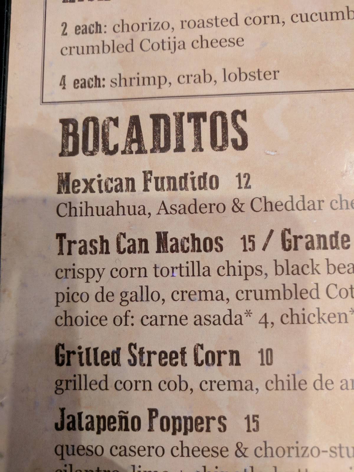 Menu at Guy Fieri's El Burro Borracho Restaurant, Las Vegas