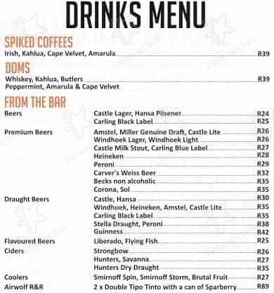 Menu at The Harvard Cafe Rand Airport, Germiston, Main Terminal Building