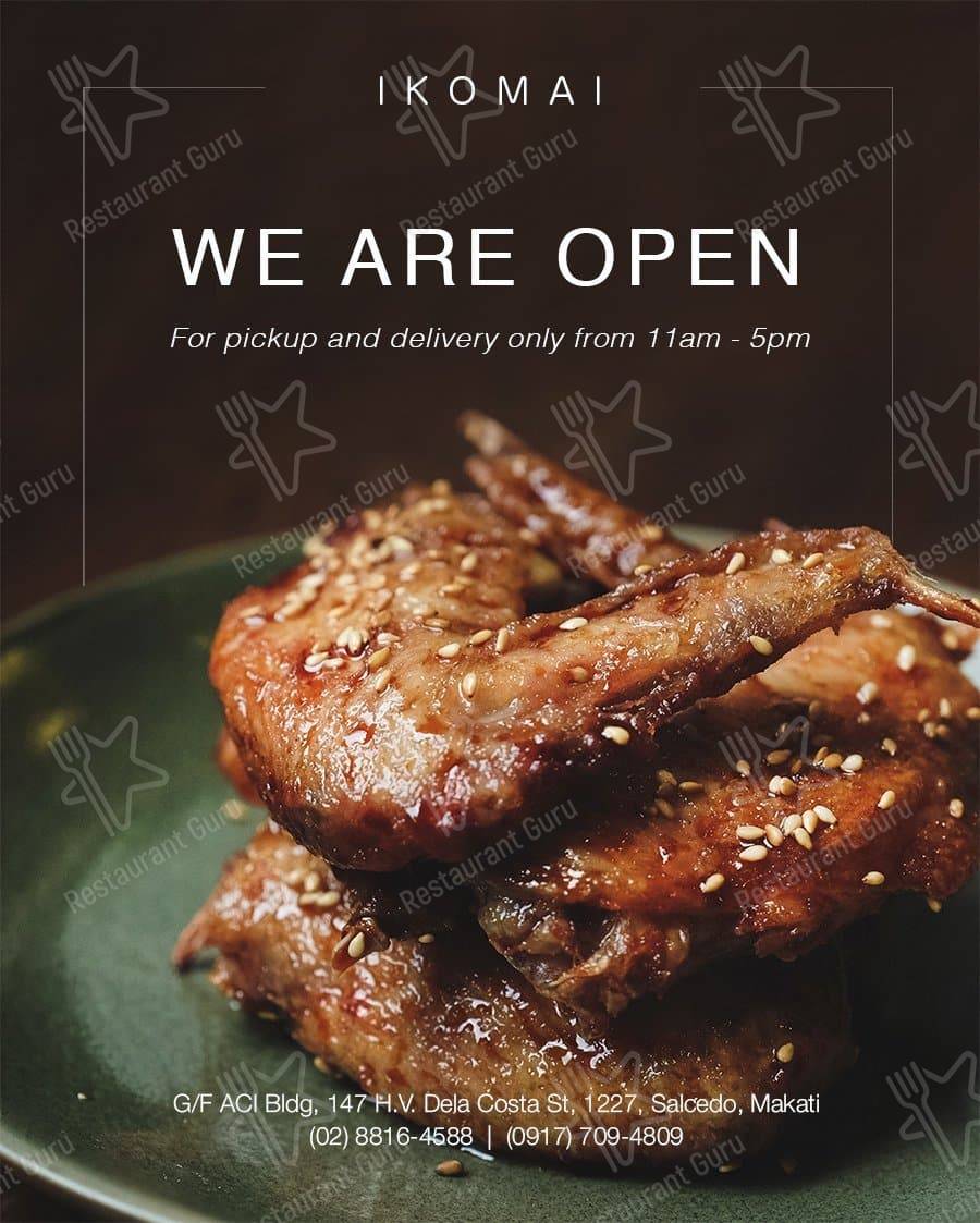 Menu at IKOMAI TOCHI restaurant, Makati