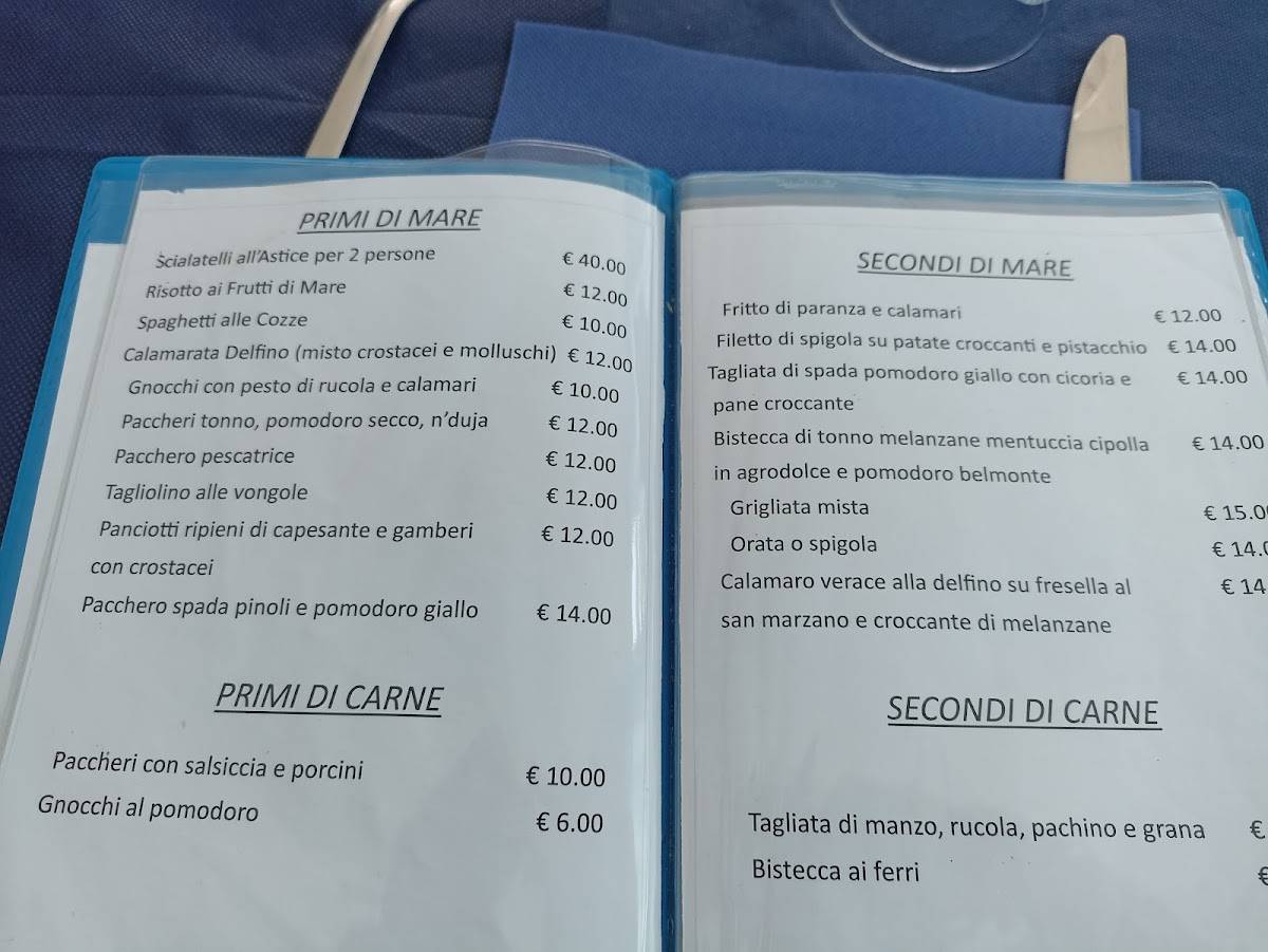 Menu da Il Delfino ristorante, Villapiana Lido, Via dei Girasoli