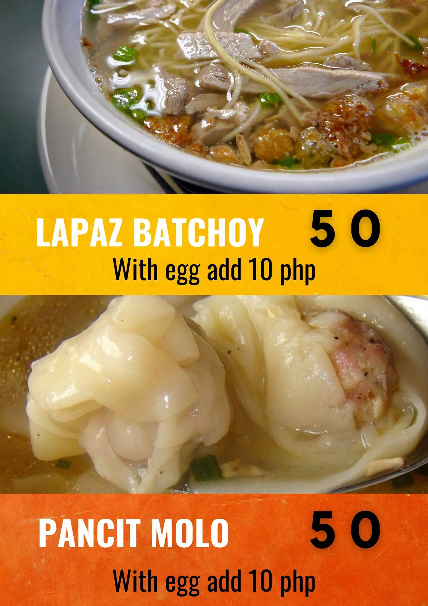 Menu at Janna's restaurant, Iloilo City
