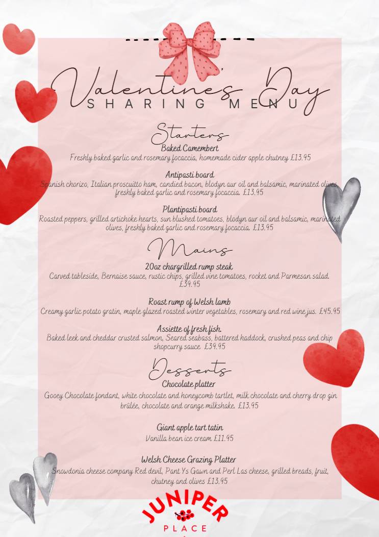 Menu at Juniper Place Swansea restaurant, Swansea