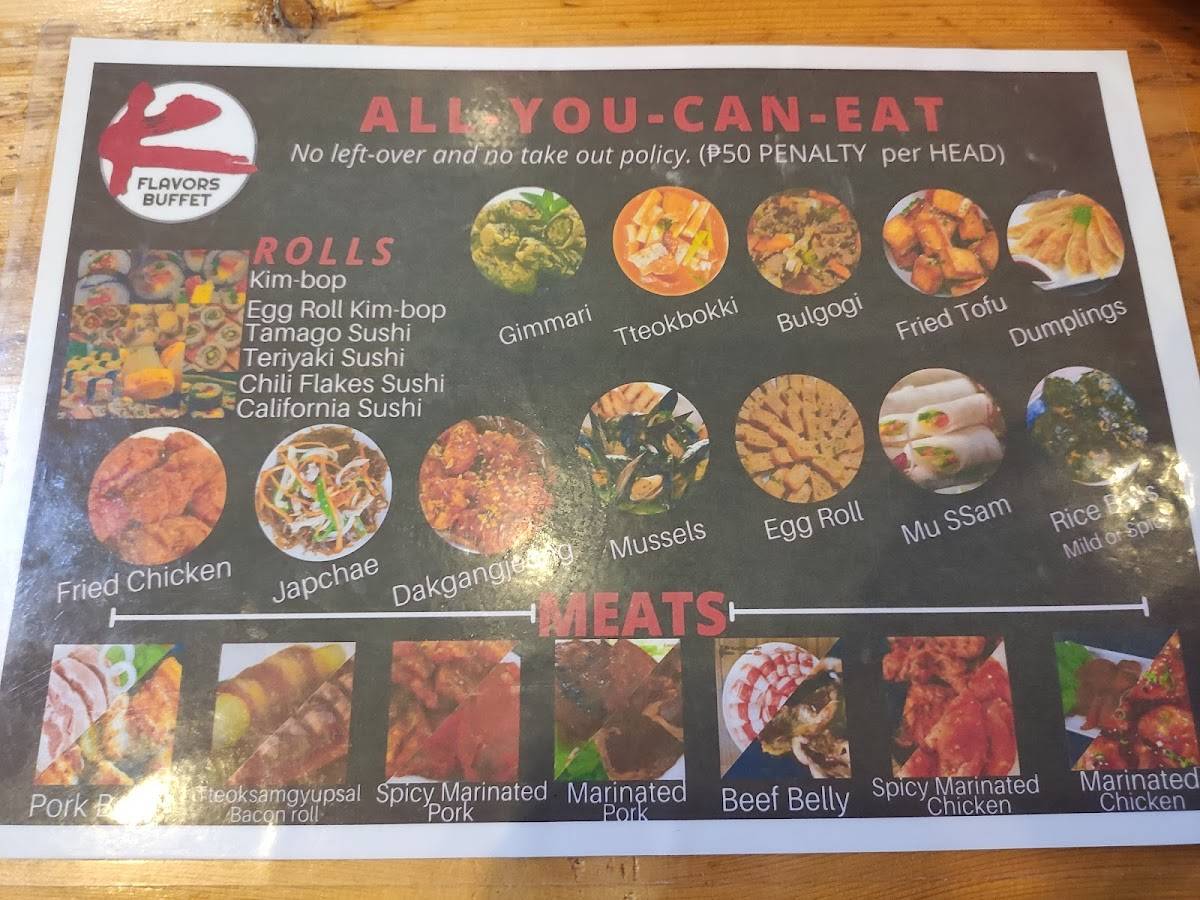 Menu at K Flavors Buffet restaurant, Baguio, 36 Legarda Rd