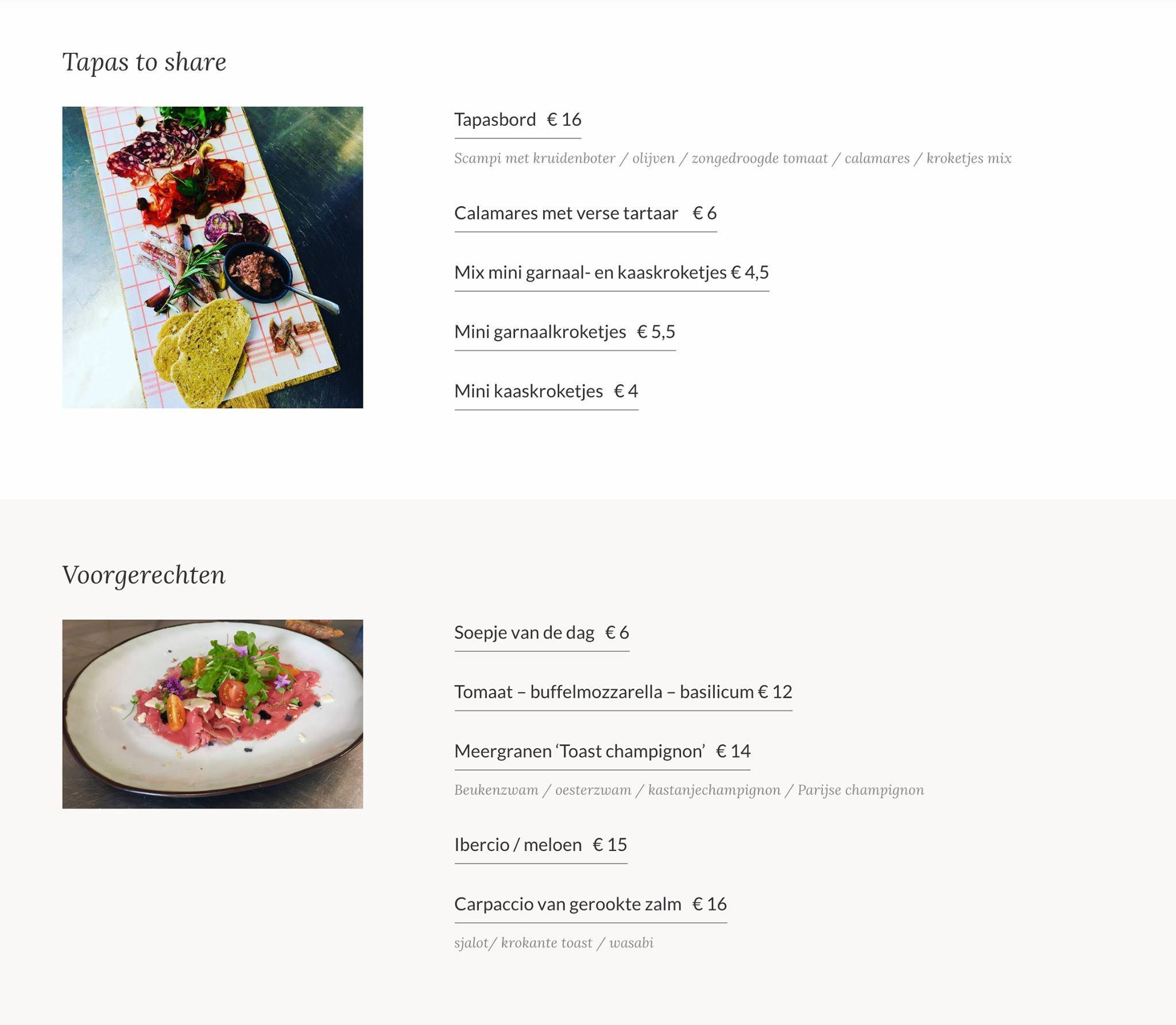 Menu at Restaurant Kasteel Breivelde, Zottegem
