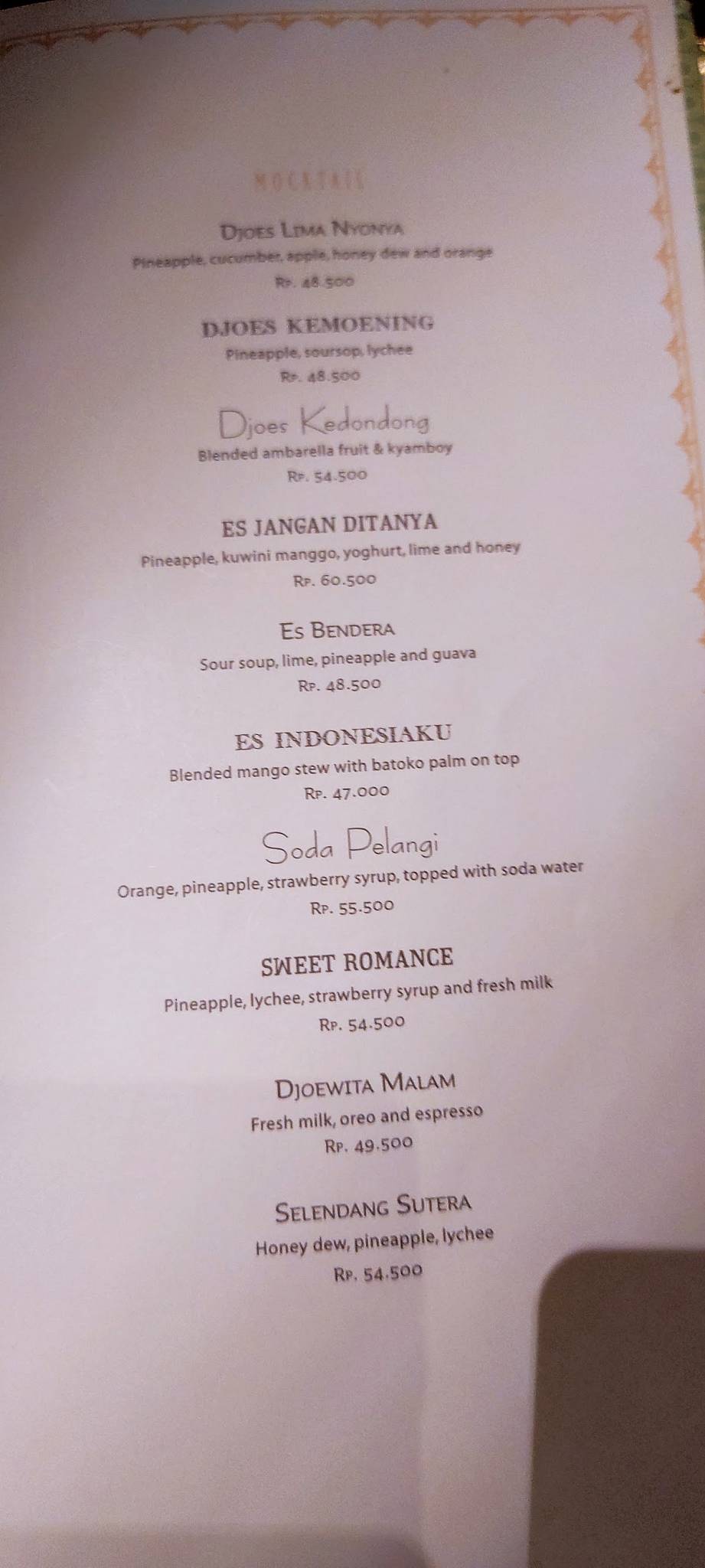 Menu at Kembang Goela Restaurant, Jakarta, Jl. Jend. Sudirman No.Kav. 47-48
