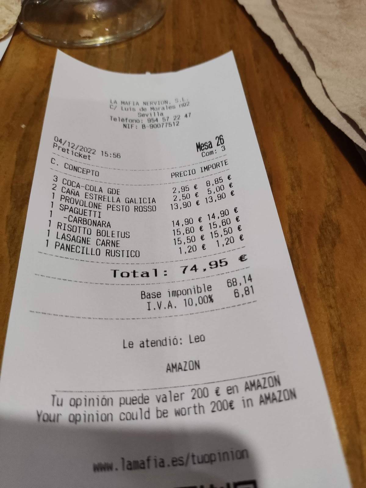 Carta del restaurante La Mafia se sienta a la mesa - Nervión, Sevilla ...