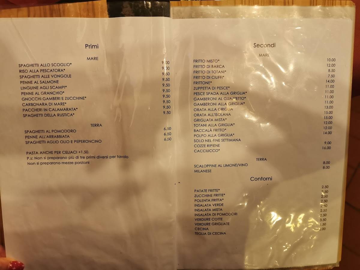 Speisekarte von La Rustica restaurant, Marina di Pisa