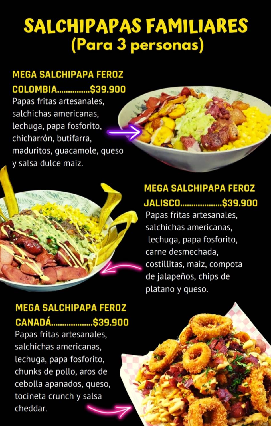 Carta del restaurante La internacional salchipaperia, Bogotá