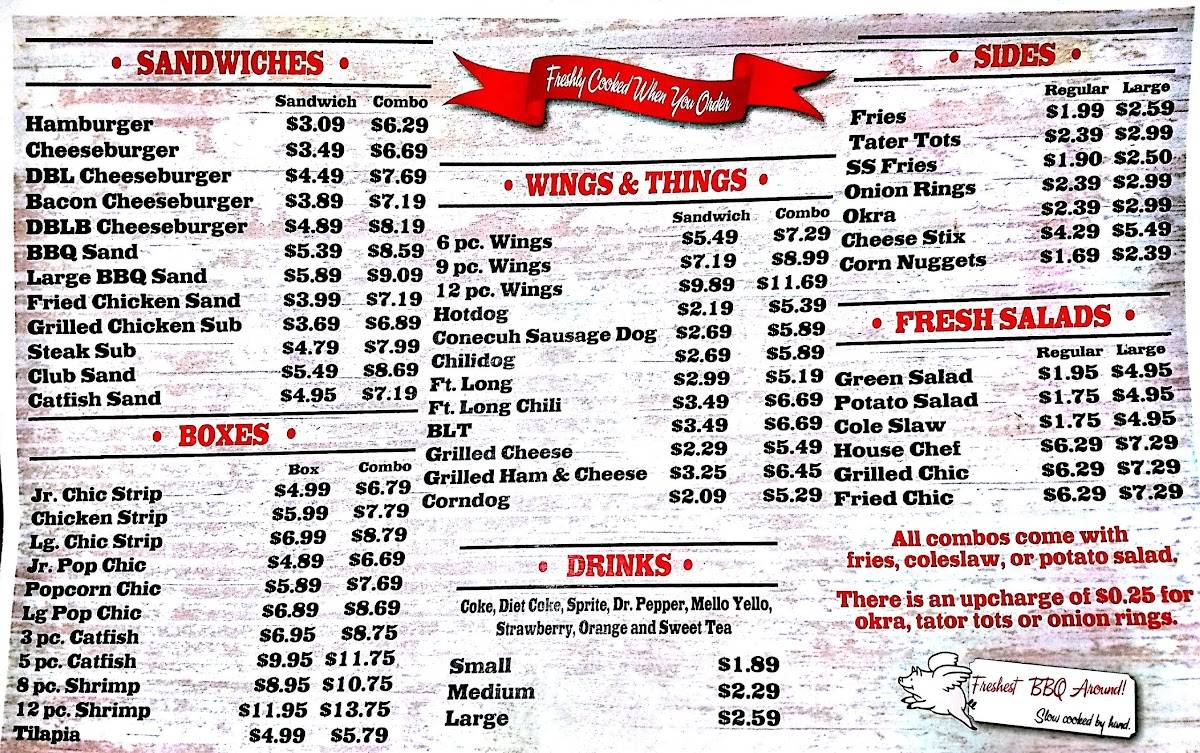 Menu at Larry's Drive In restaurant, Camden, 5 Camden Bypass