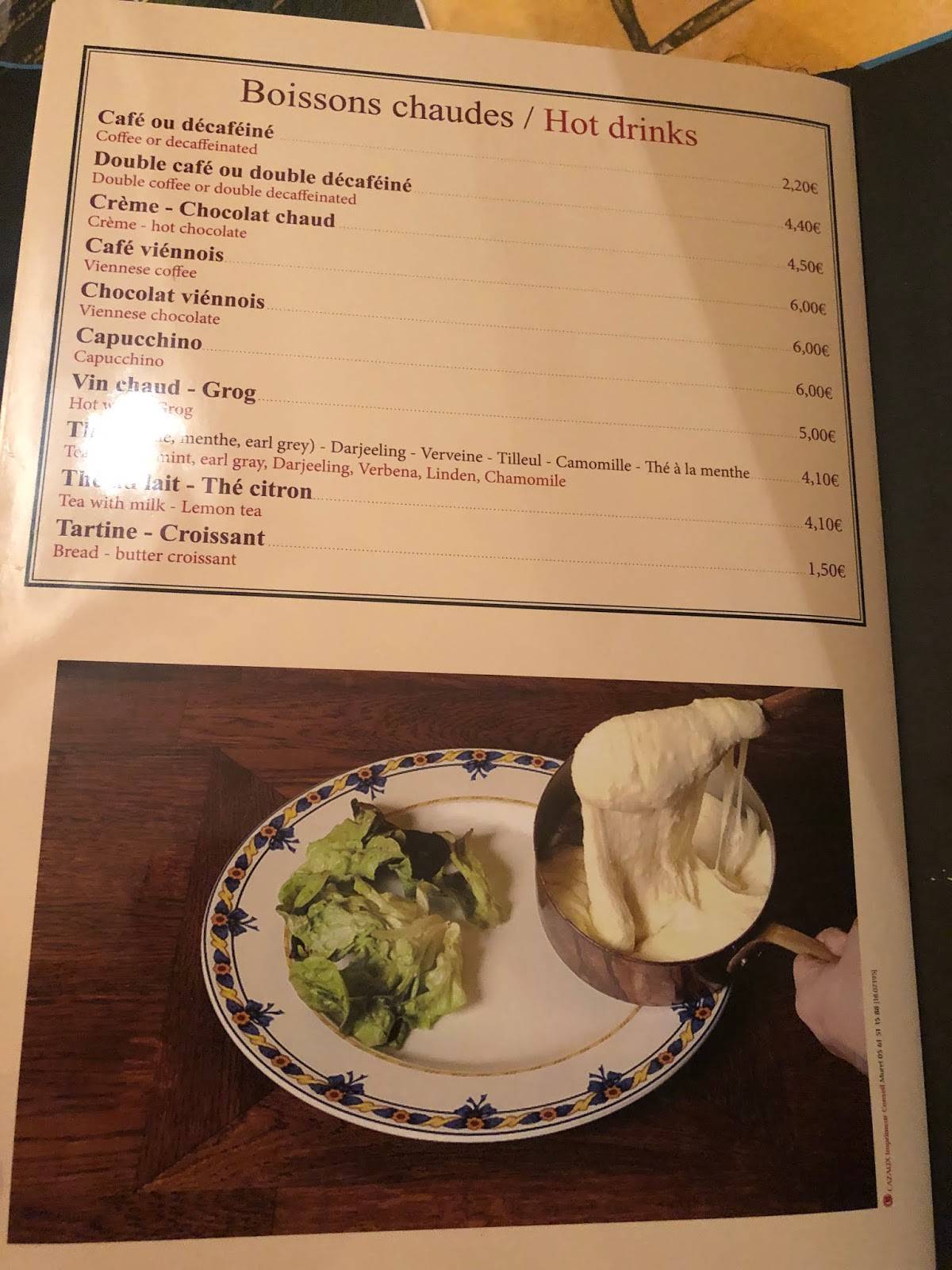 Menu au Le Plomb du Cantal Rive Droite restaurant, Paris, 4 Boulevard ...