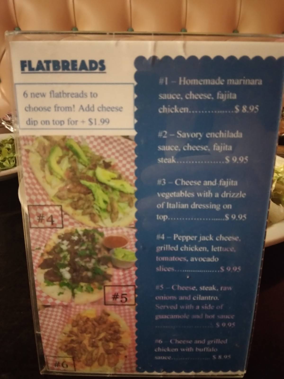Menu at Los Maya’s restaurant, Wetumpka, US-231