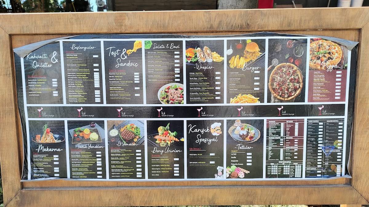 Menu at Lui beach & lounge, Alanya