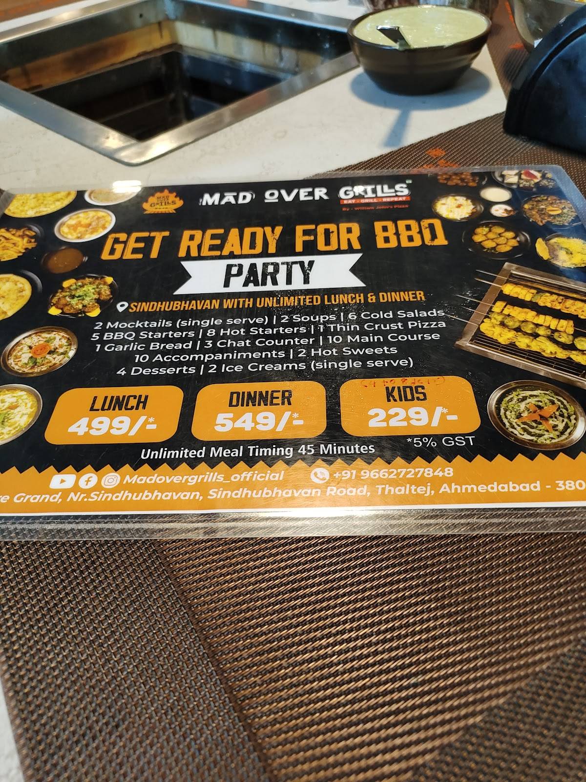 Menu at Mad over grills, Ahmedabad