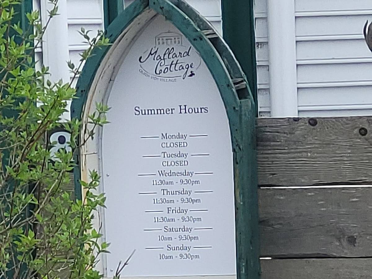 Menu at Mallard Cottage restaurant, St. John's