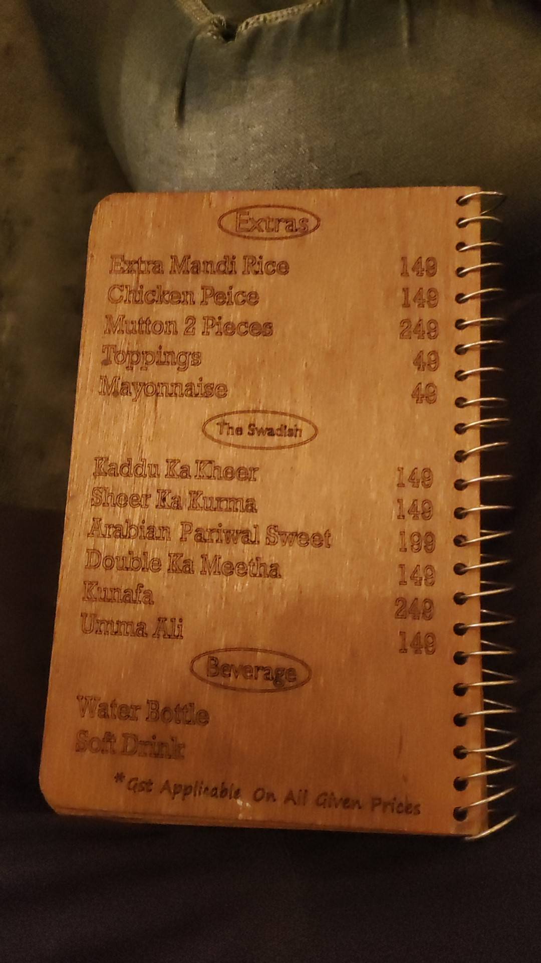 Menu at Mandi croods Vijayawada, Vijayawada
