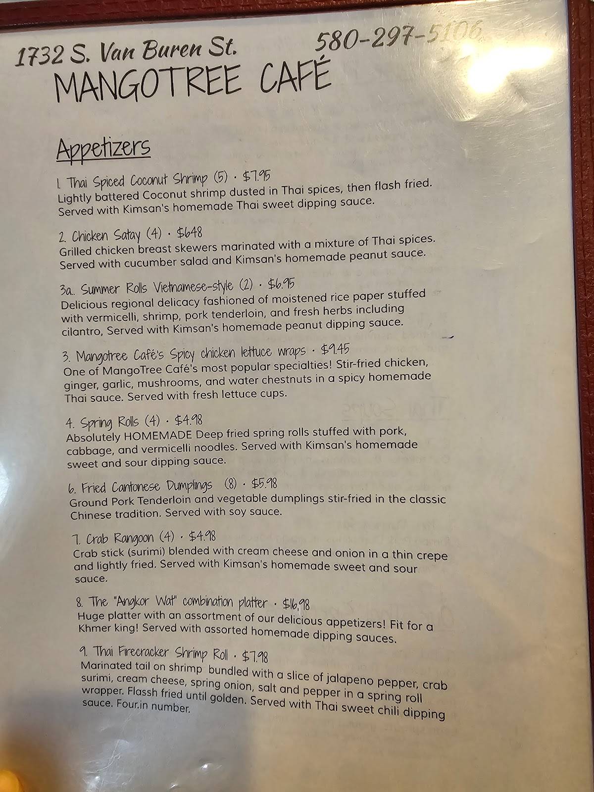 Menu at Mango Tree Cafe, Enid
