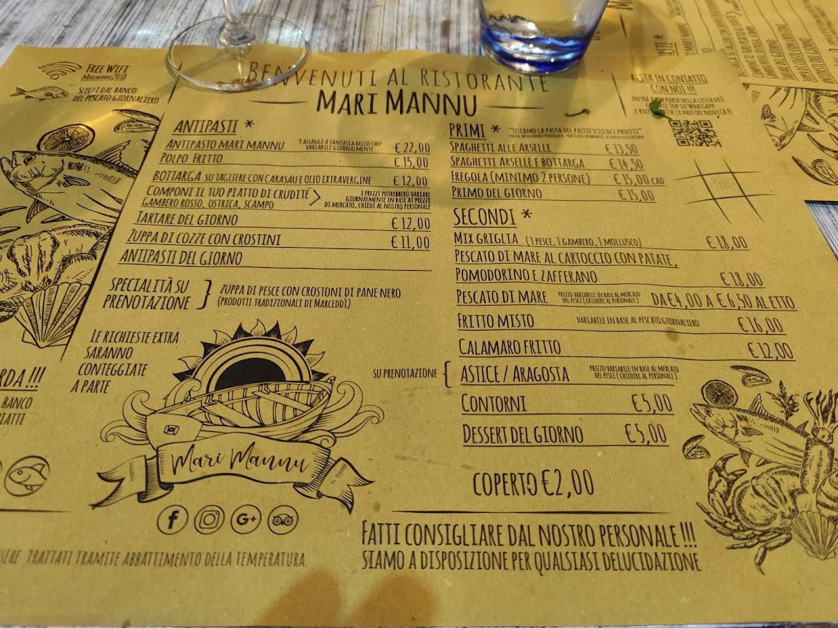 Menu at Ristorante Mari Mannu, Cagliari