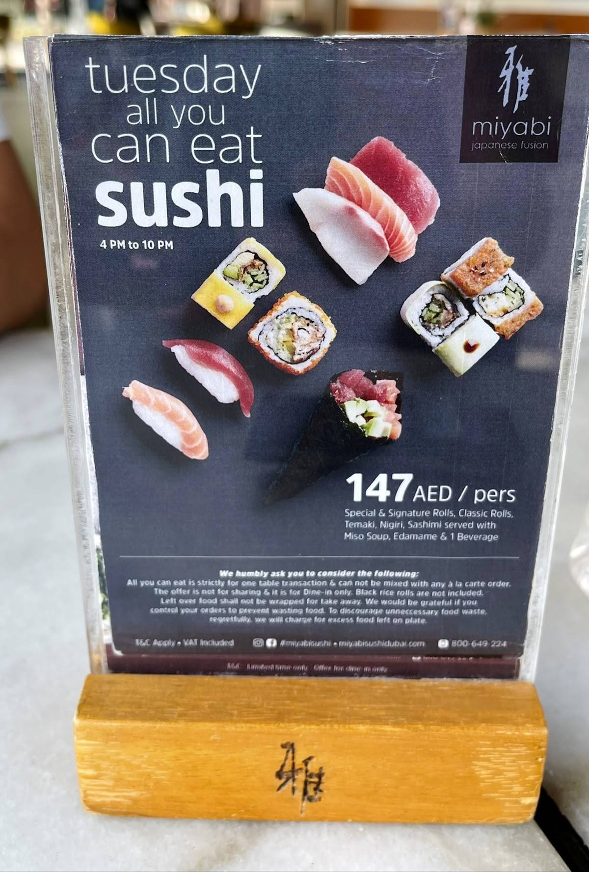 Menu at Miyabi Sushi City Walk restaurant, Dubai