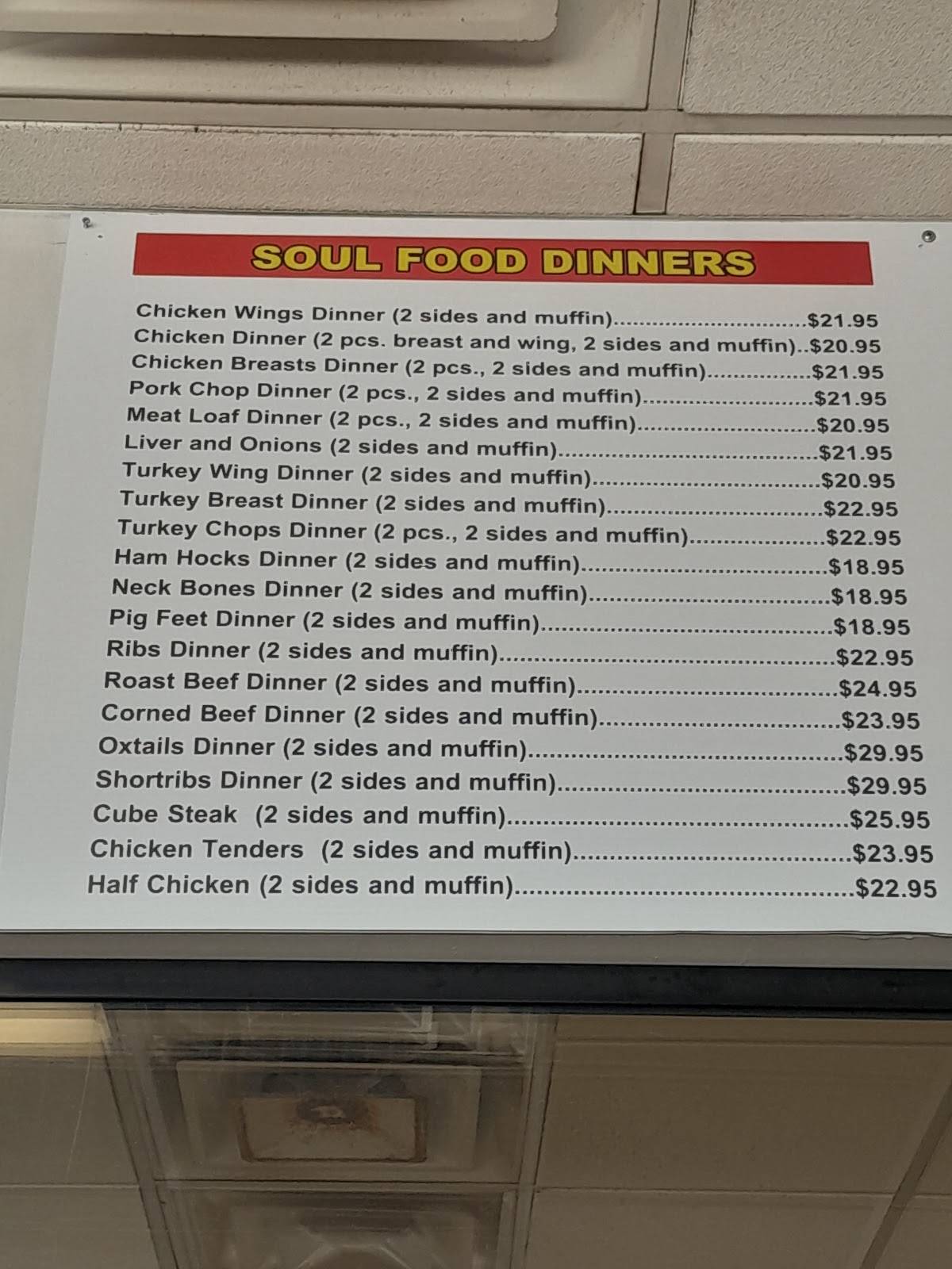 Menu at Motor City Soul Food restaurant, Oak Park, Greenfield Rd