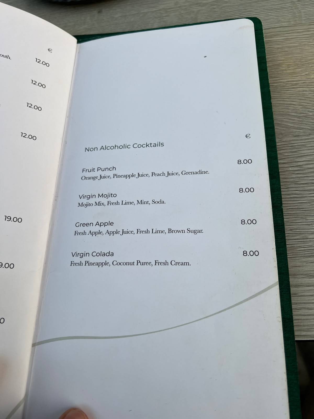Menu at Muse, Paphos