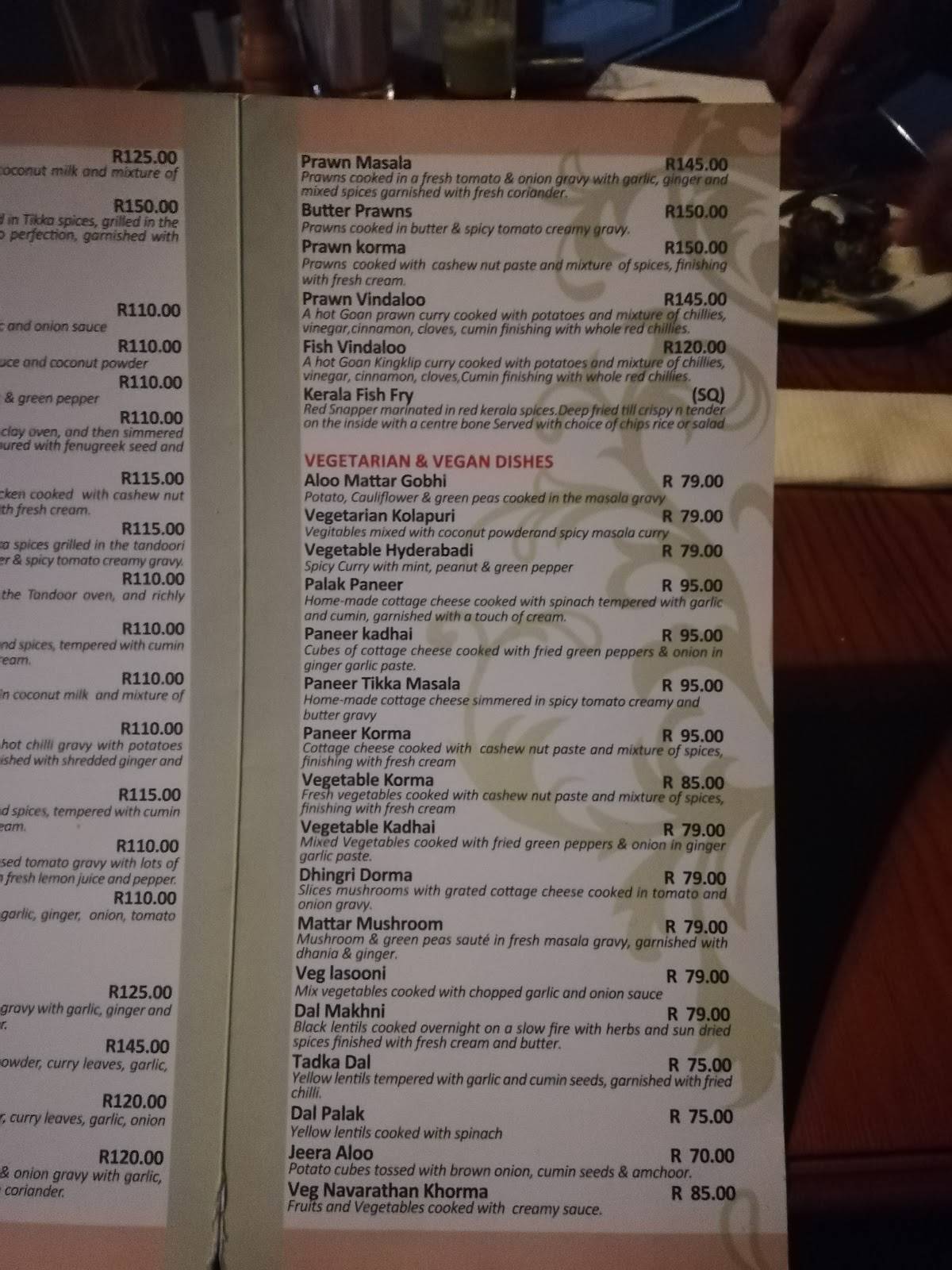 Menu at Namak Craighall Park - Authentic North Indian Cuisine ...