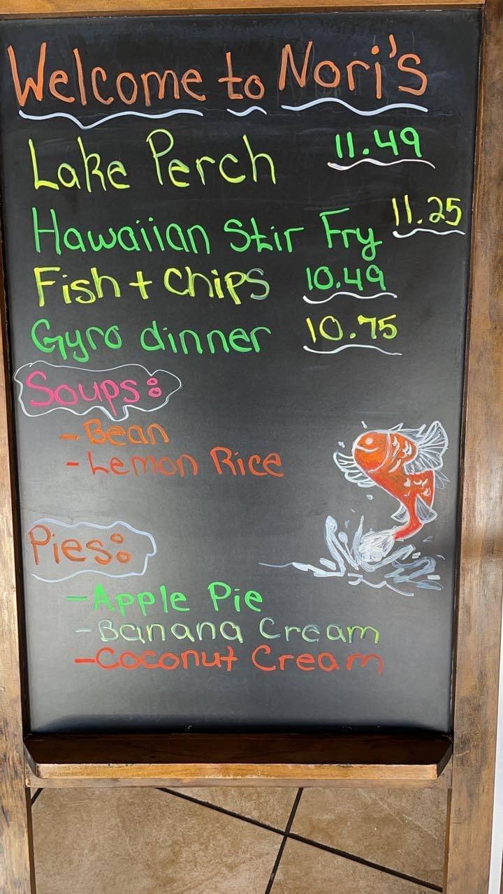 Menu at Nori's Restaurant, Auburn