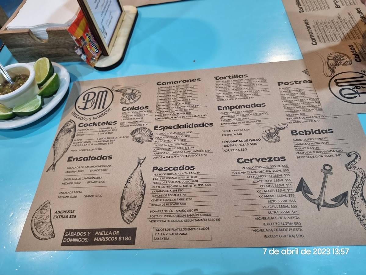 Carta del restaurante PESCADOS Y MARISCOS, Villahermosa