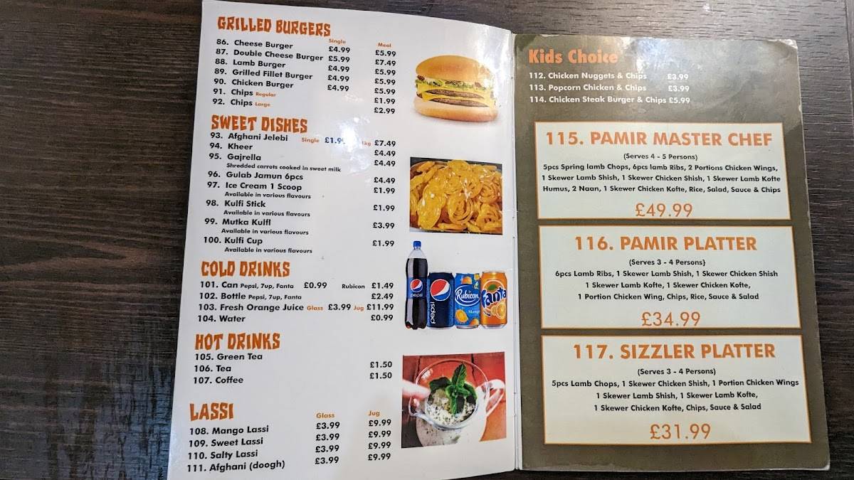 Menu at Pamir Restaurant, Coventry